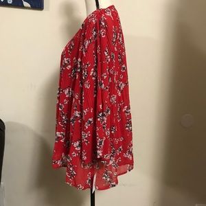 Simply Emma | Tops | Simply Emma Red Floral Chiffon Top | Poshmark